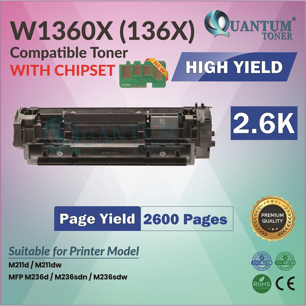 Compatible 136A W1360A W1360X ( WITH CHIP ) High Yield Toner HP ...