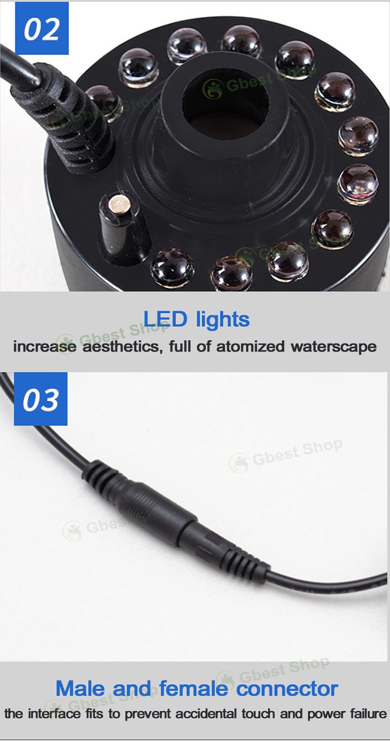 12 LED Ultrasonic Mist Maker Fogger Aquarium For Small Water Fountain ...
