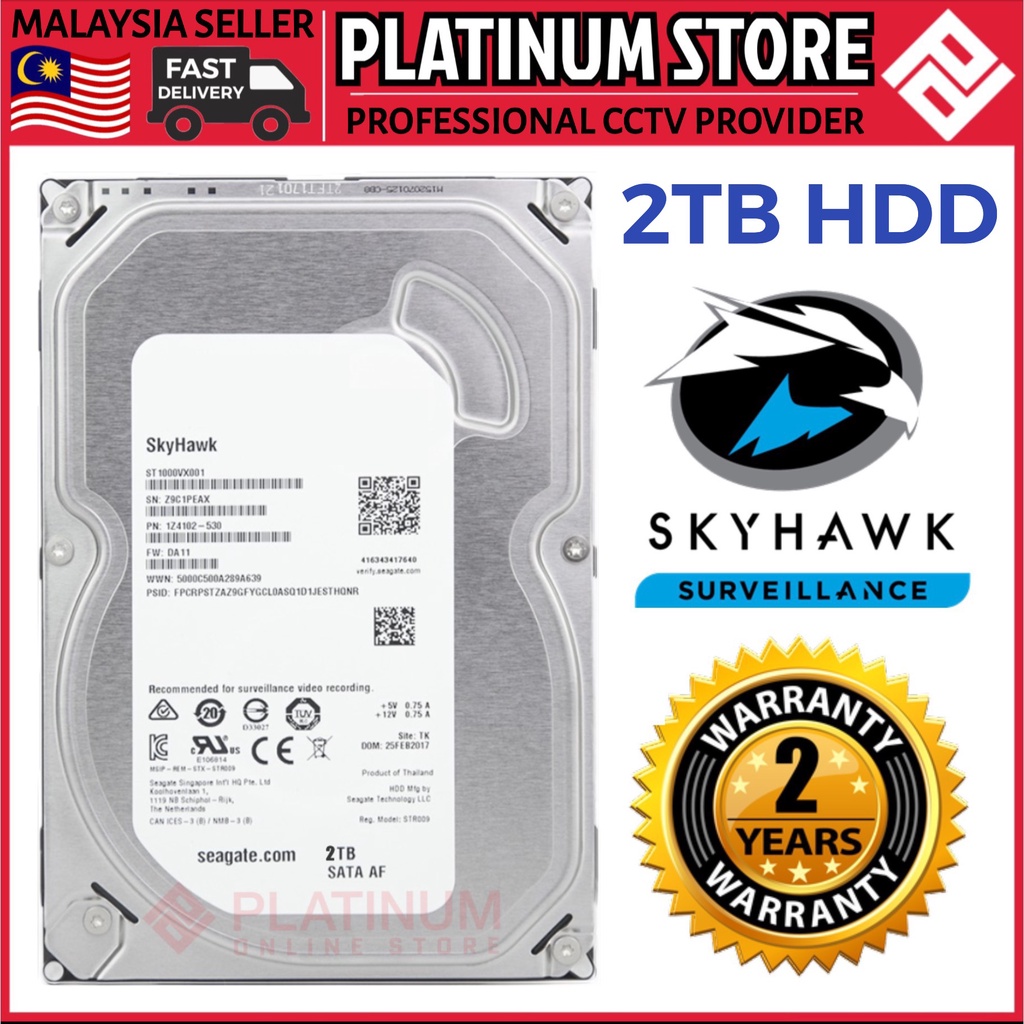 SkyHawk Hard Disk 2TB Surveillance HDD Hard Drive for CCTV spec 2 TB ...