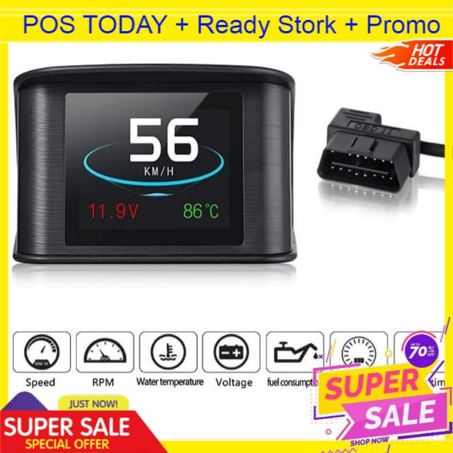 Gauge OBD2 Meter Multi Function Speed Rpm Water sound alarm driving ...
