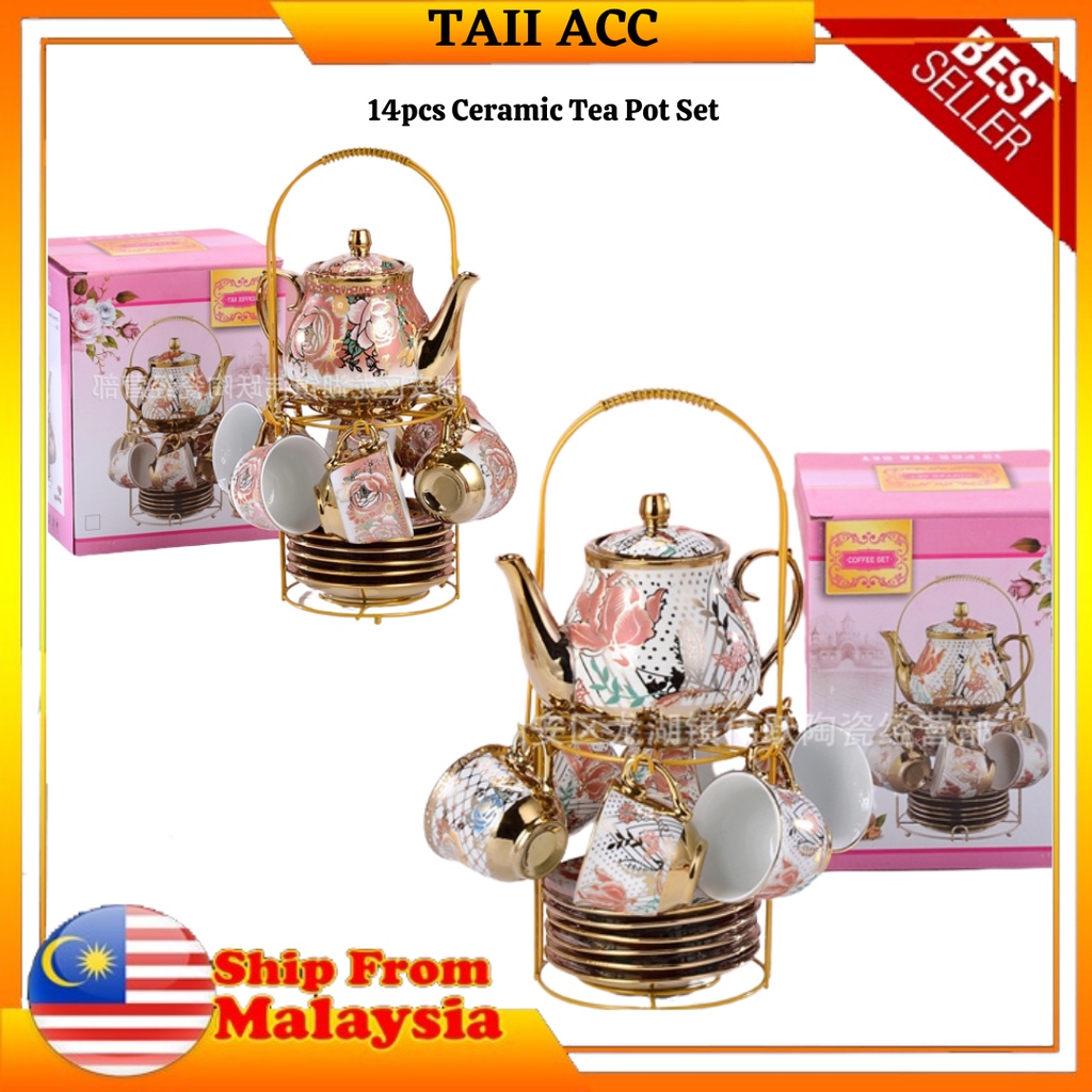 [ TAII ] 14pcs Ceramic Tea Pot Set - Dinnerware Tea Pots - Set Teko ...