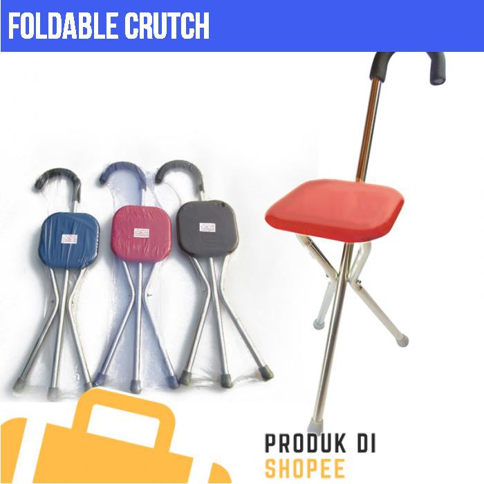 Foldable Crutch Cane Walking Stick Seat Stool Chair (Square) | Shopee ...
