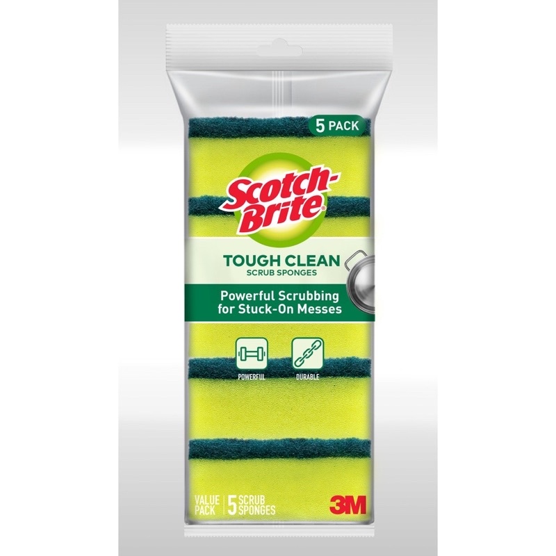3M Scotch Brite Scouring Sponge Dish Pot Wash Cleaning Span Basuh Cuci ...