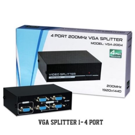 1in4out 200Mhz 4 Port Auto VGA Splitter for Projector Monitor UK Plug ...