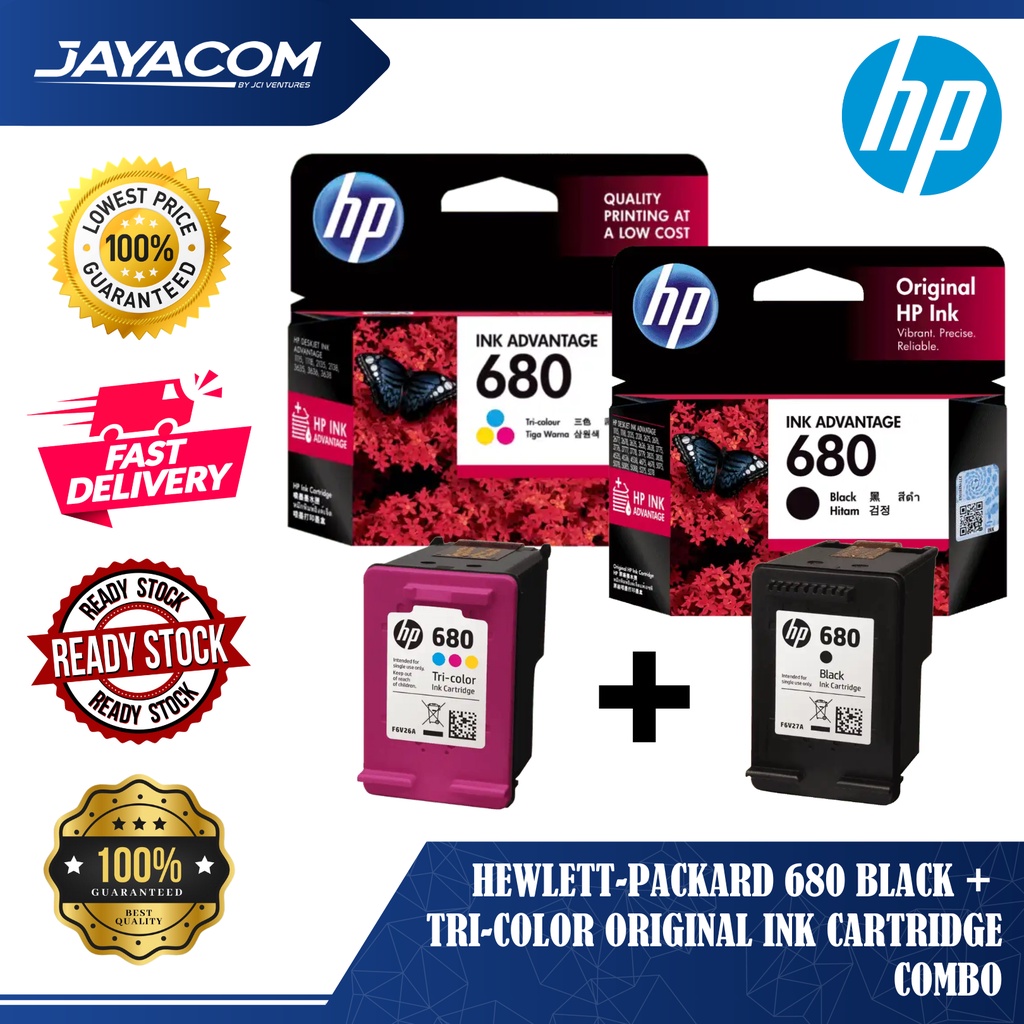 HEWLETT-PACKARD 680 TRI-COLOR + 680 BLACK ORIGINAL INK CARTRIDGE (COMBO ...
