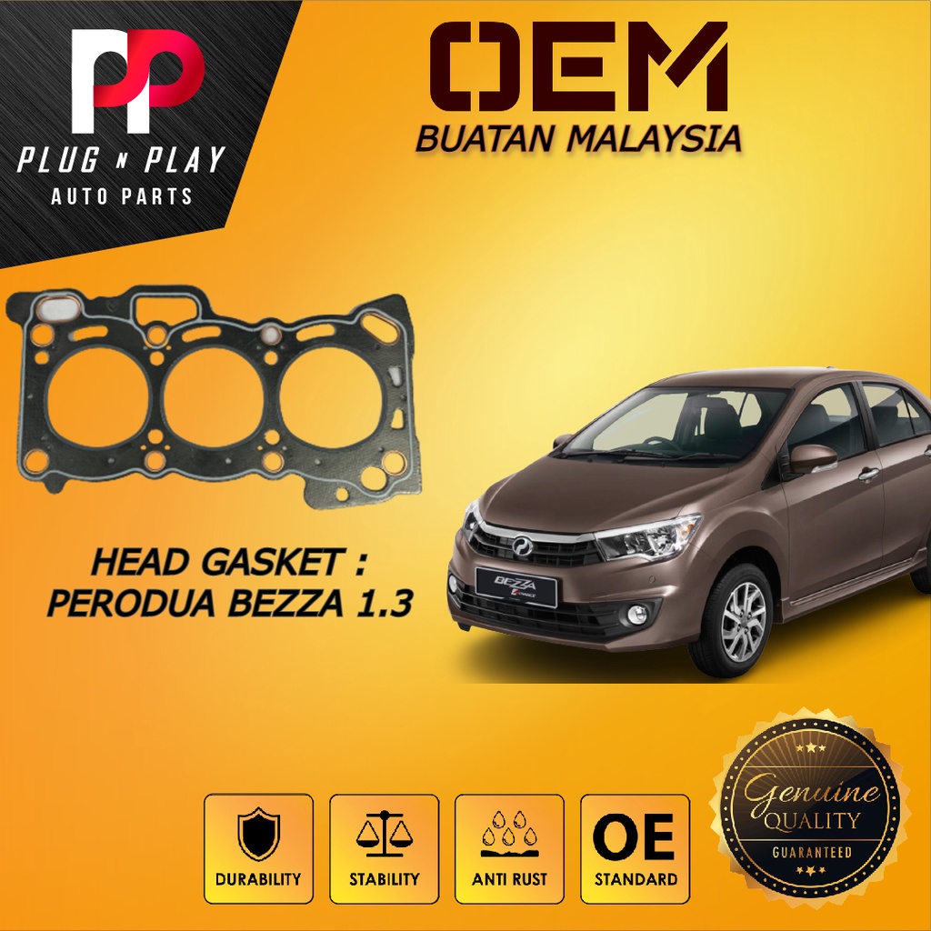 PERODUA BEZZA 1.3 CYLINDER HEAD GASKET CARBON GOOD QUALITY | Shopee ...