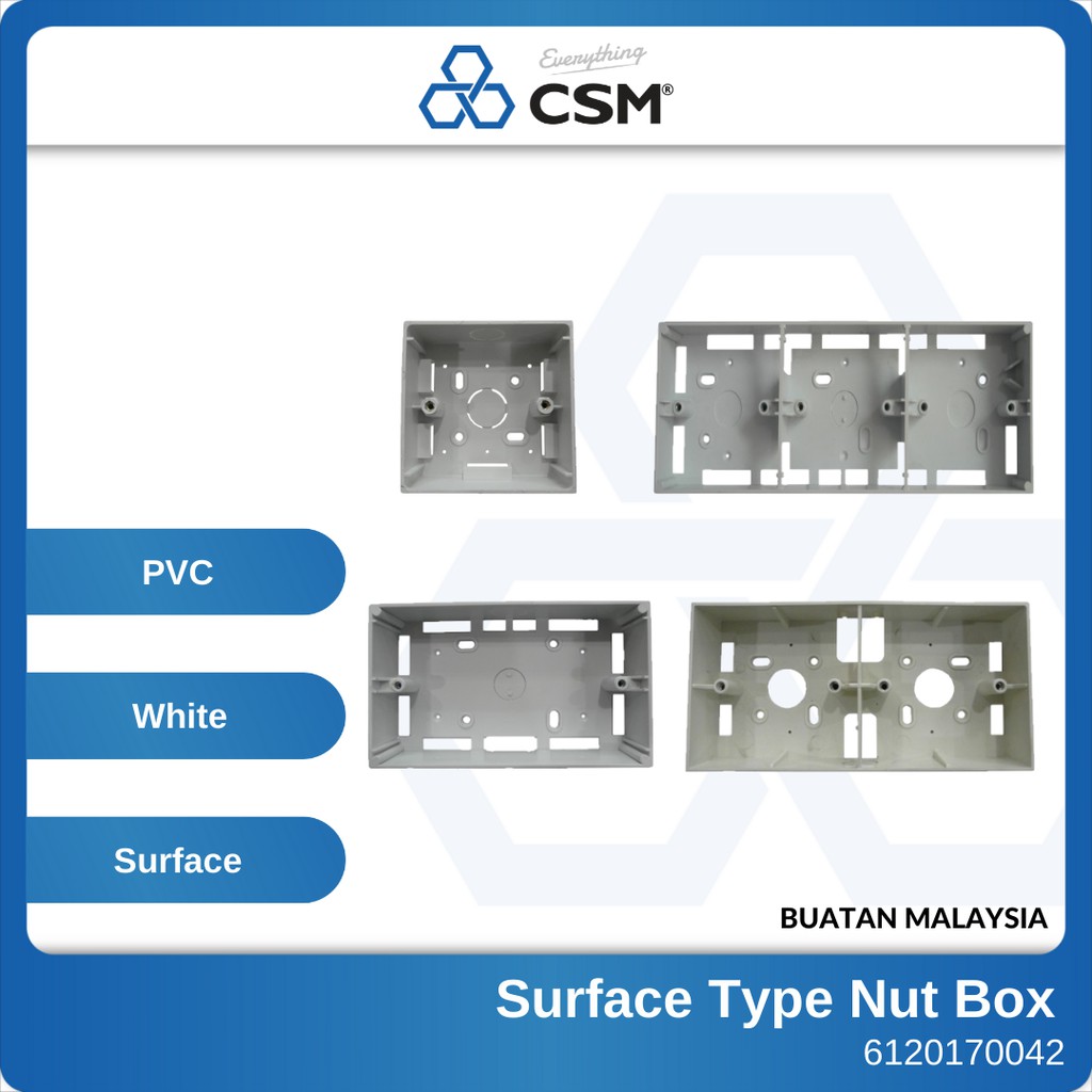 CSM Surface Type PVC Nut Box Switch Box Switch Base Socket White ...