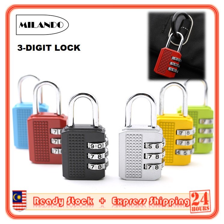 MILANDO Padlock Zinc Alloy Password Unlock Small Portable Bag Lock ...
