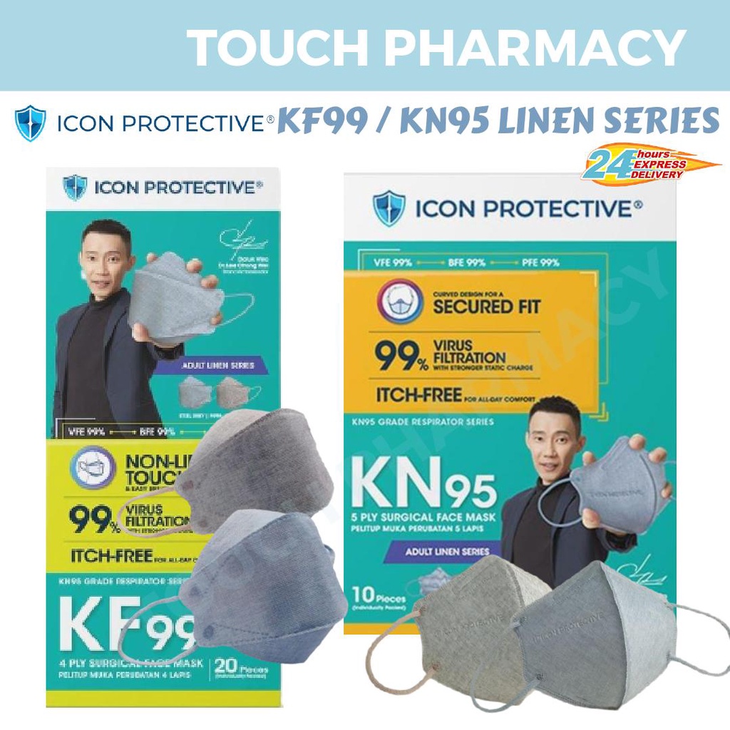 ICON PROTECTIVE KF99 (20's) /KN95 (10's) LINEN SERIES ADULT Face Mask ...