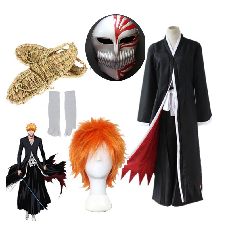 Anime Bleach Cosplay Costumes Ichigo Kurosaki Hollow Mask Men Ichigo ...