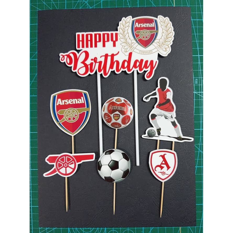 ARSENAL Readymade Cake Topper (Clearance) Happy Birthday Laminated ...