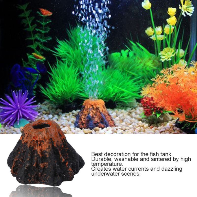 Hiasan Akuarium Ikan Gunung Berapi Volcano Fish Tank Aquarium Rockery ...
