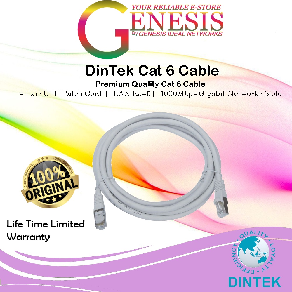 [🔱CAT6 NETWORK CABLE🔱]DINTEK CAT 6 SUPERIOR QUALITY 4PAIR UTP PATCH ...