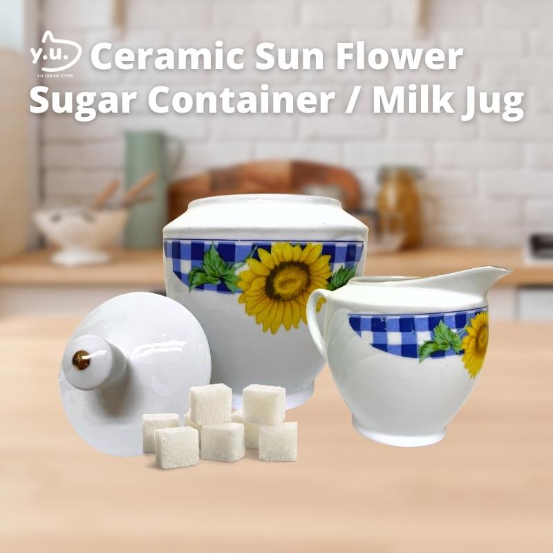 YU Online - Seramik Jug Susu / Ceramic Sunflower Sugar Container & Milk ...