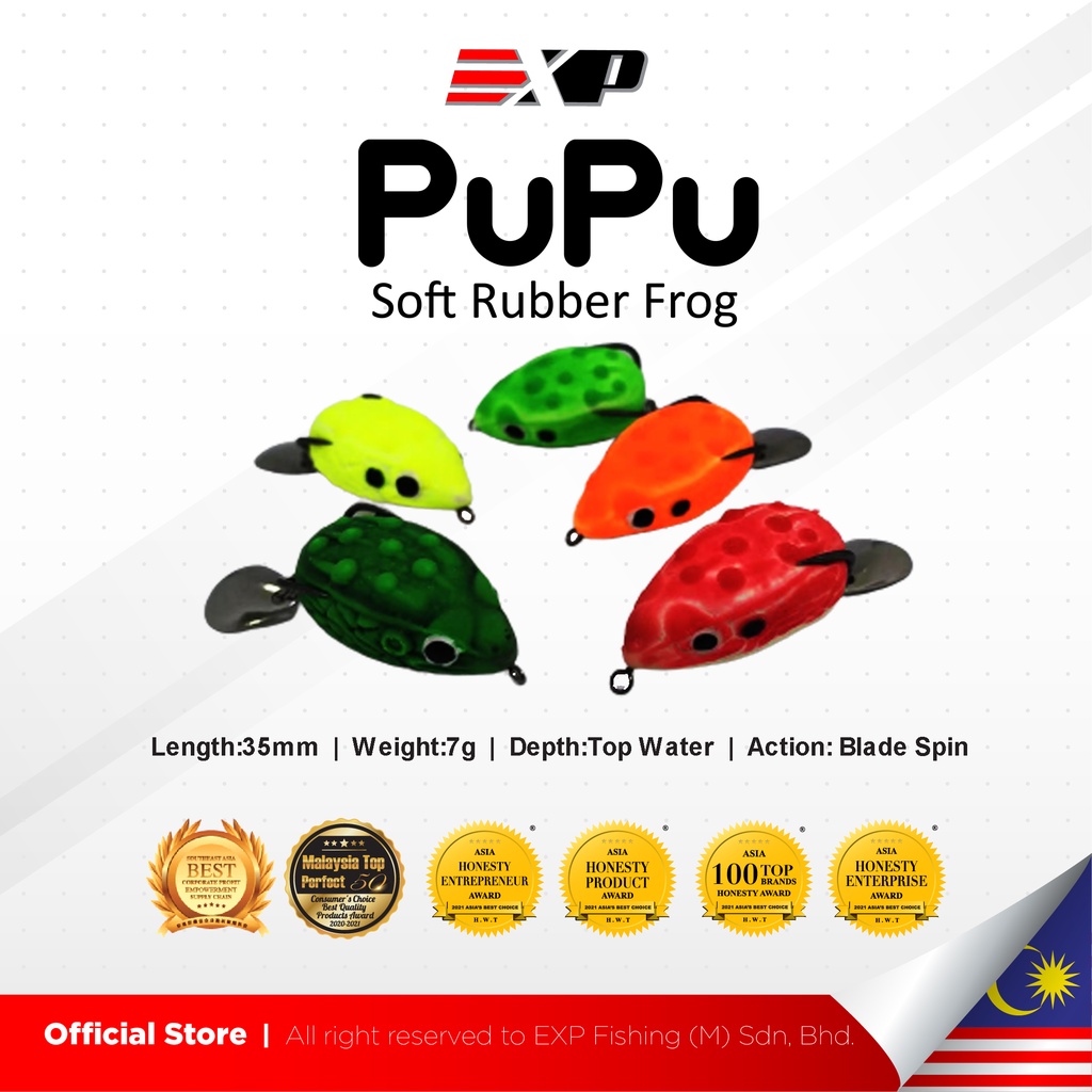 EXP Pupu Soft Frog 7g 35mm Rubber Frog EXP Fishing Casting Bait Umpan ...