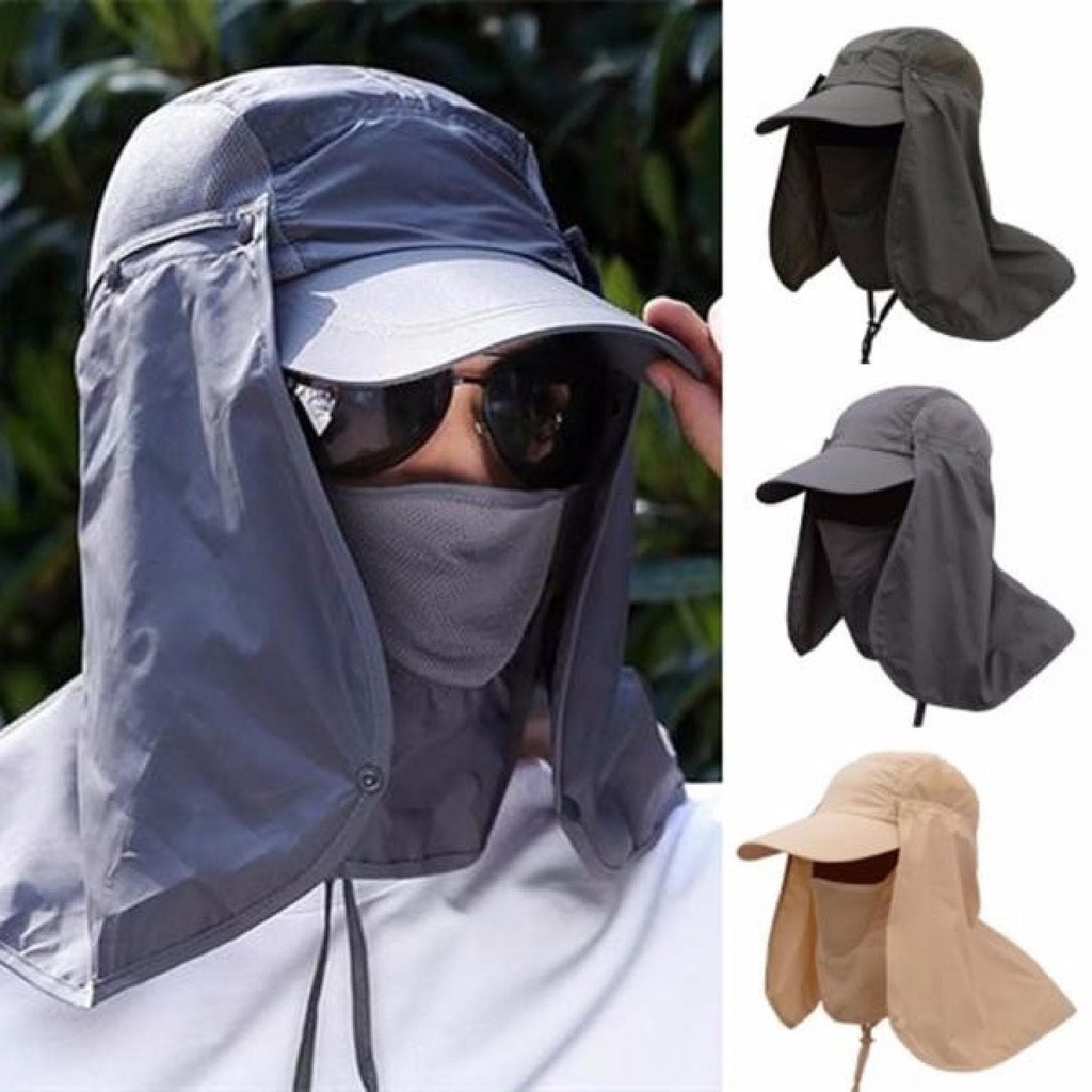 Wide Brim Hat Camping Fishing Outdoor Sport Sun UV 360° Protection Cap ...