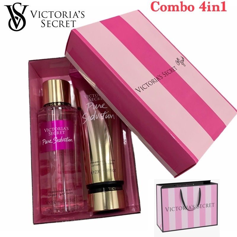 [Combo 4in1] Victoria Secret Pure seduction Mist 250ml + Lotion 236ml + Gift | Shopee Malaysia