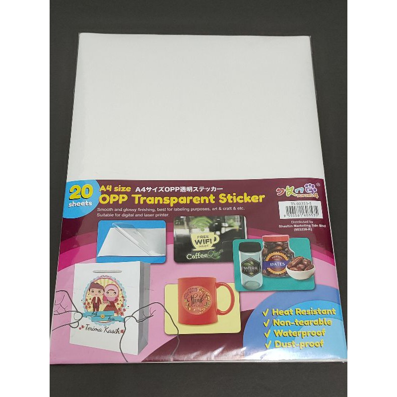 Transparent Sticker A4 Size 20Pcs | Shopee Malaysia