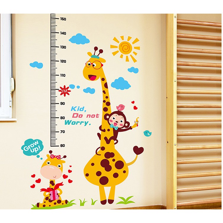 Height Measurement Wall Sticker~Giraffe&Monkey(Ready Stock) | Shopee ...