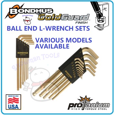 BALL END GOLD ALLEN KEY SET GOLDGUARD FINISH L WRENCH SET BONDHUS BRAND ...