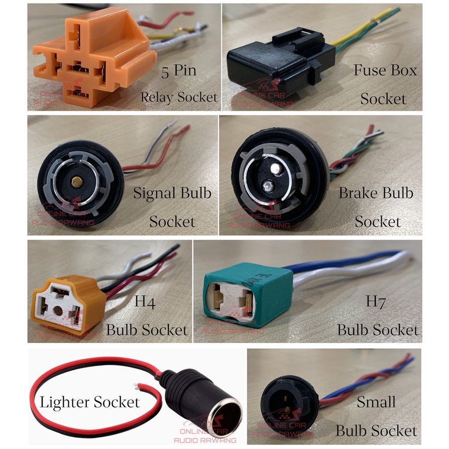 Car Headlight Tail Lamp Bulb Socket Adapter Lighter Wiring Harness ...