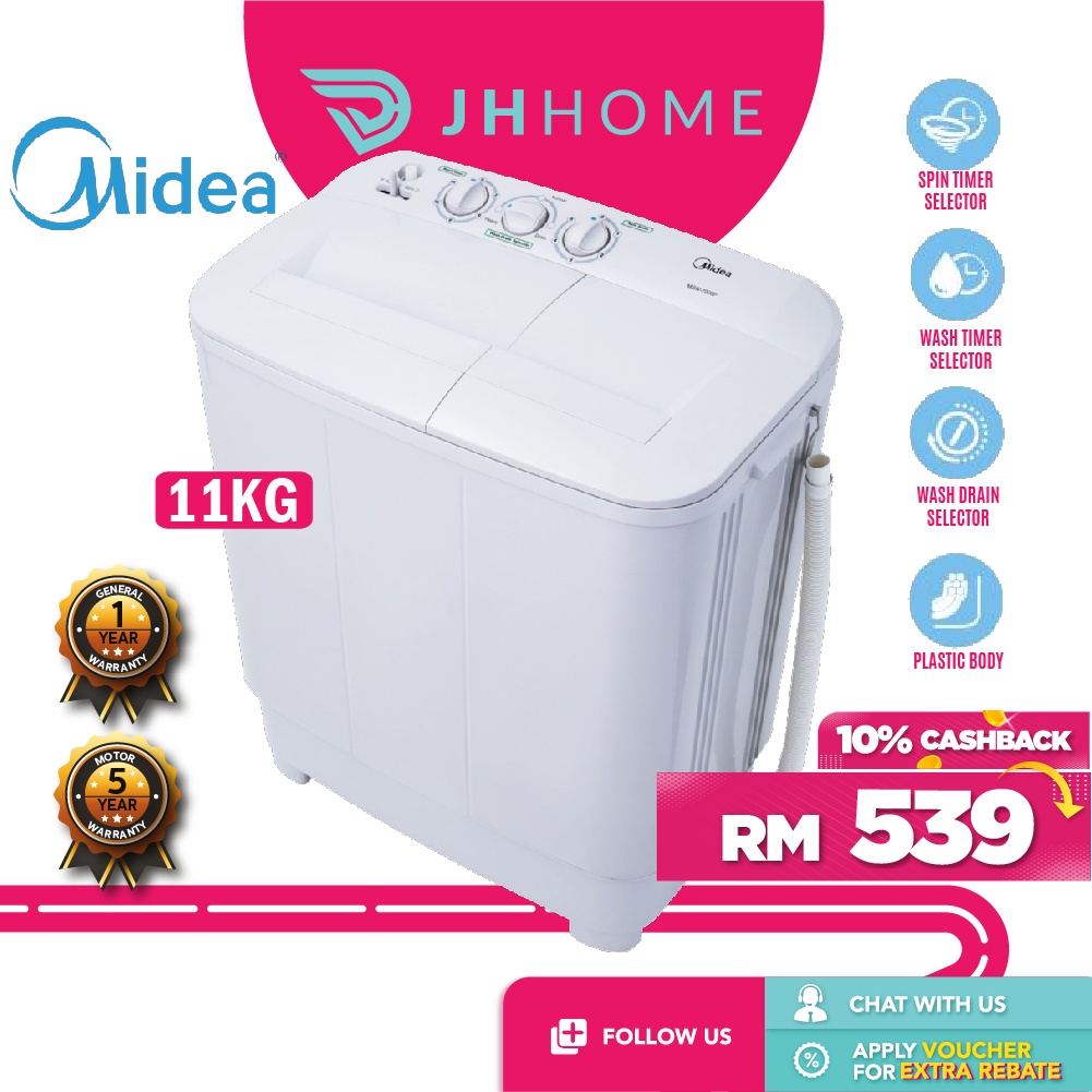 Midea 11KG Semi Auto Washing Machine MSW-1108P | Morgan 10KG Semi Auto ...