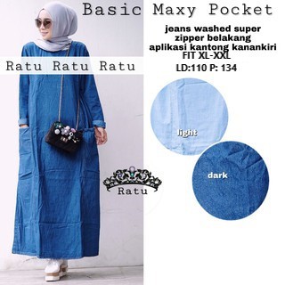 Dress DENIM GAMIS JEANS BASIC MAXY POCKET ORI | Shopee Malaysia
