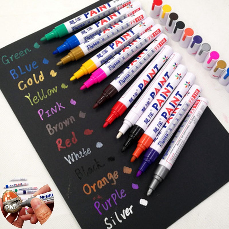 1PCS 12 Color Waterproof Paint Colour Marker Pen Motorcycle Bicycle car ...