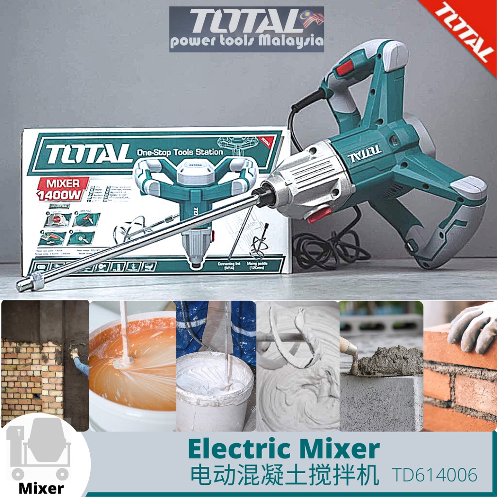 TOTAL Handheld Electric Mixer 1400W for Paint, Skim coat, Cement ...
