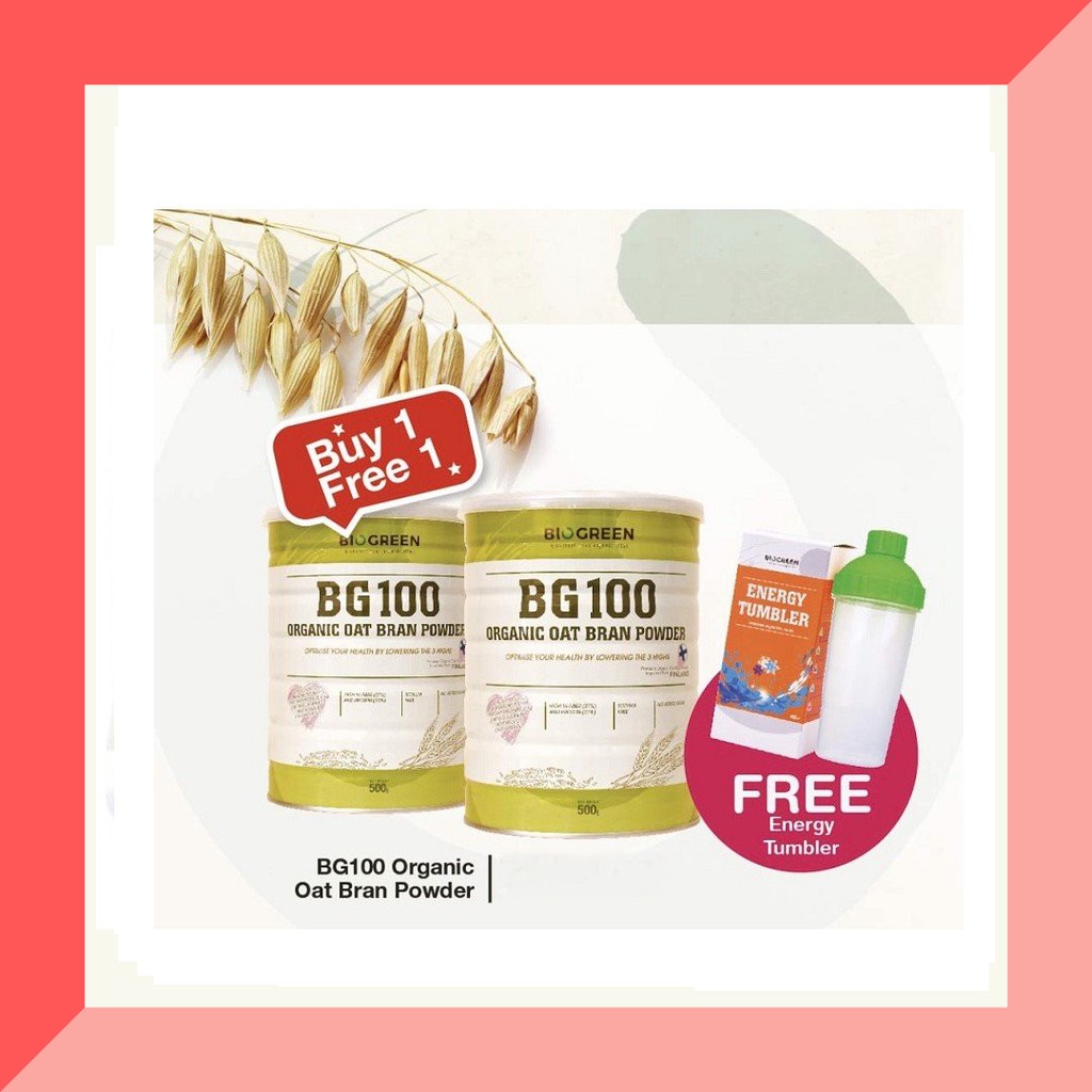 Buy 1 Free 1 BIOGREEN BG100 Organic Oat Bran Powder 有机燕麦粉 - 500g Exp 4/ ...