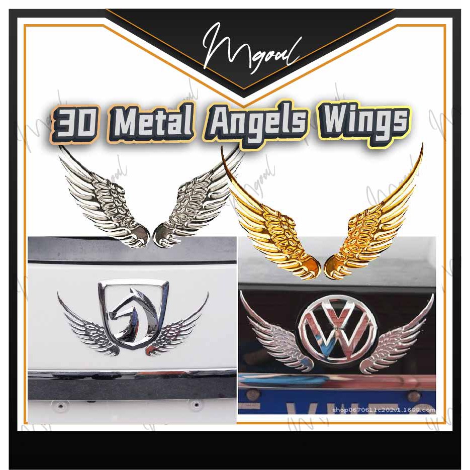 [ReadyStock]1Pair 3D Metal Angels Wings Car Auto Decoration Emblem ...
