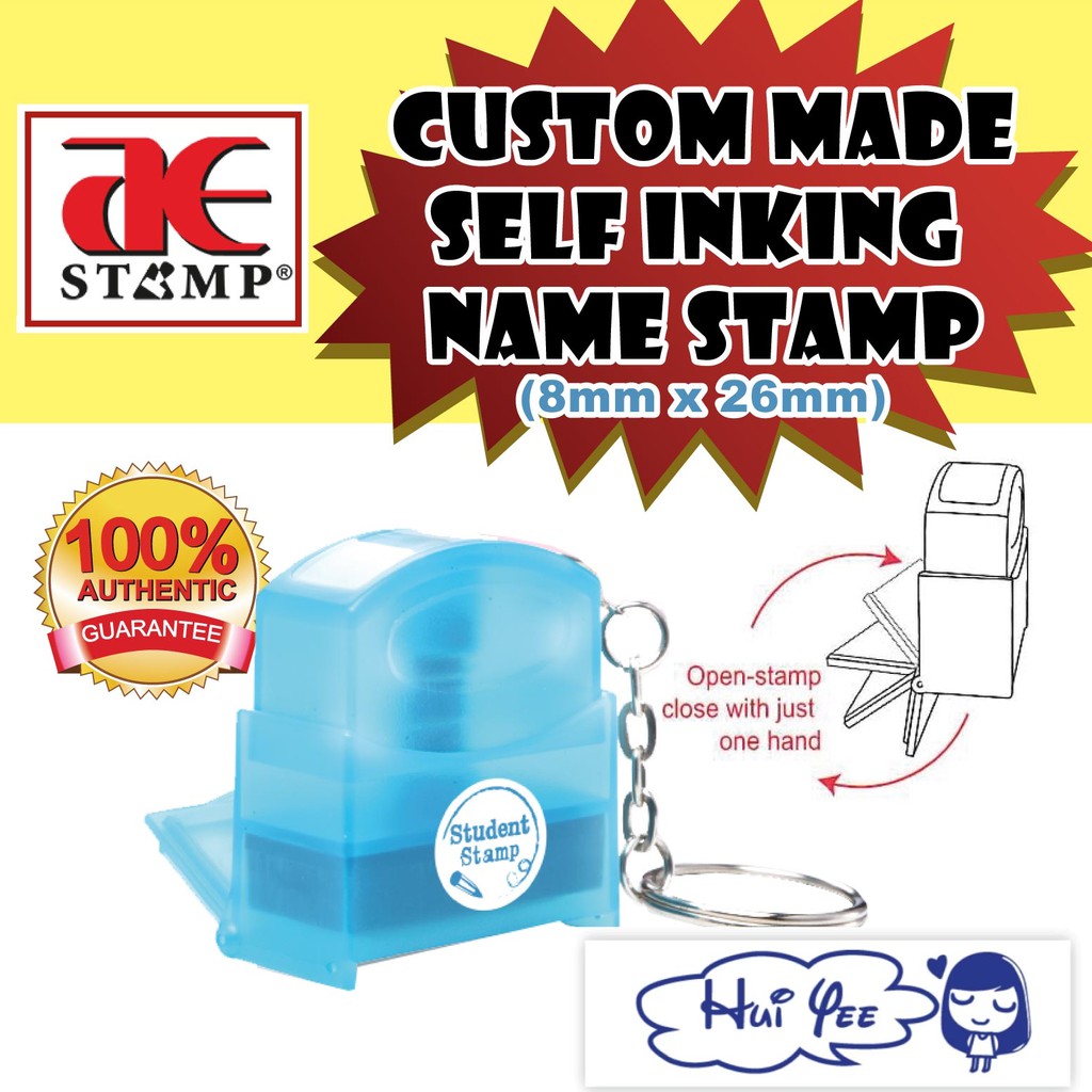 AE Custom Made Self Inking Name Stamp (AK-SS, 8mm x 26mm) Cop Nama ...