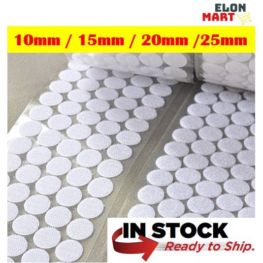 Self Adhesive Magic Tape Hook And Loop Fastener Round Dot 10mm / 15mm ...