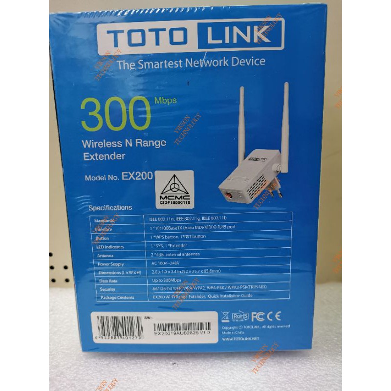 TOTOLINK 300Mbps Wireless N Range Extender EX200 | Shopee Malaysia