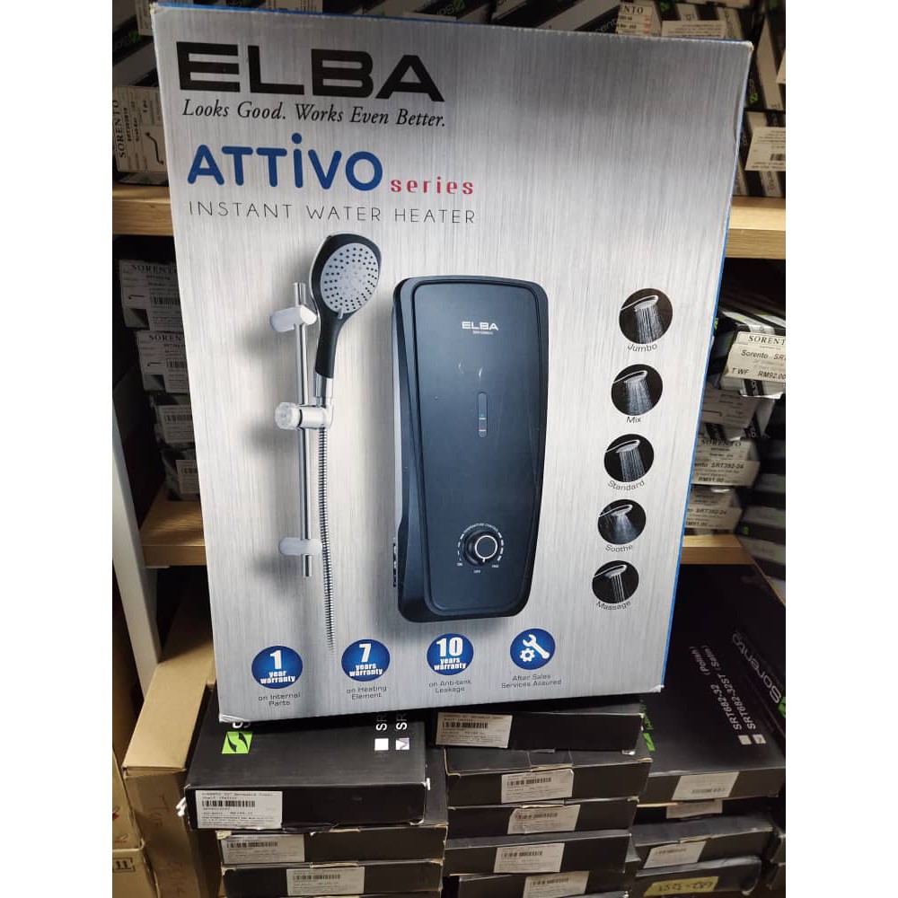 ELBA EWH-G3663 ACMB ATTIVO Series Instant Water Heater Shower with AC ...