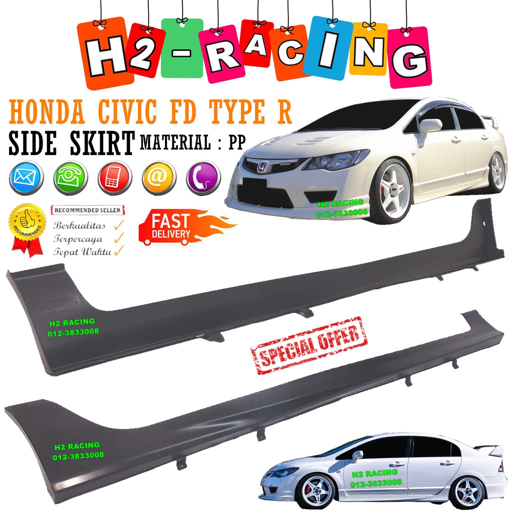 Honda civic fd Type R side skirt set // Material PP Type-R style ...