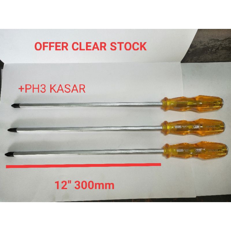 CLEAR STOCK DYNAX 12" 300MM TANK TRU GO TRU SCREWDRIVER STEEL HEAD ...