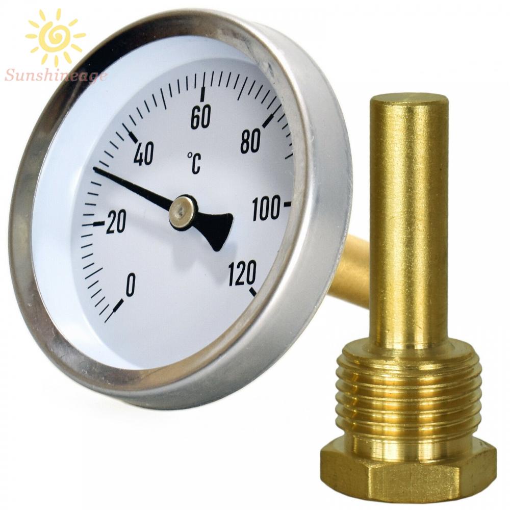 Metal Thermometer Hot Water Pipe Thermometer 0-120°C Heating 63mm Dial ...