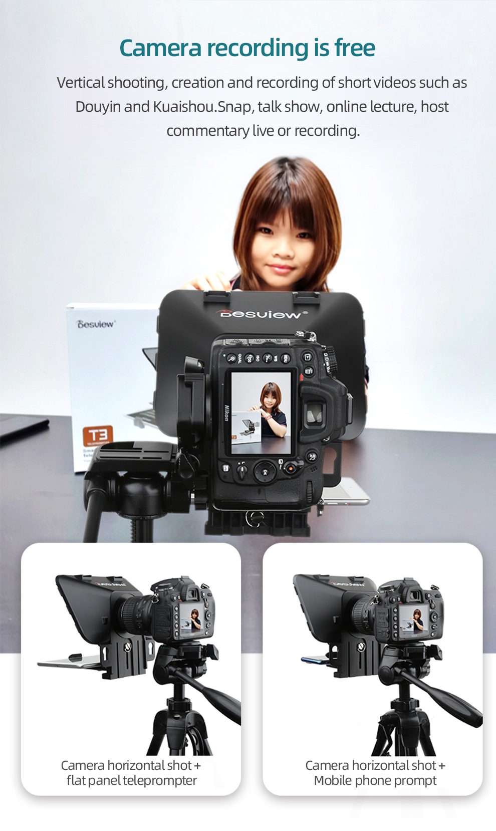 Bestview T3 Big Screen Prompter Professional Interview Teleprompter ...