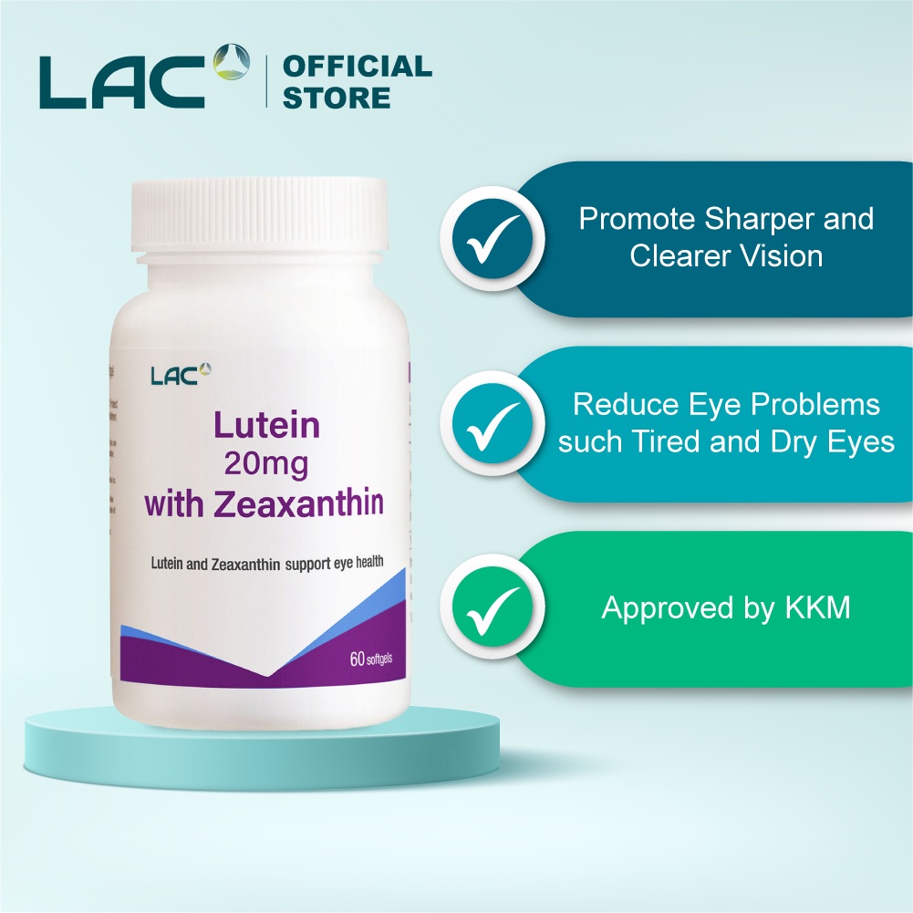 LAC Lutein 20mg With Zeaxanthin (60 Softgels) [Exp Sep 2027] 01404850 ...