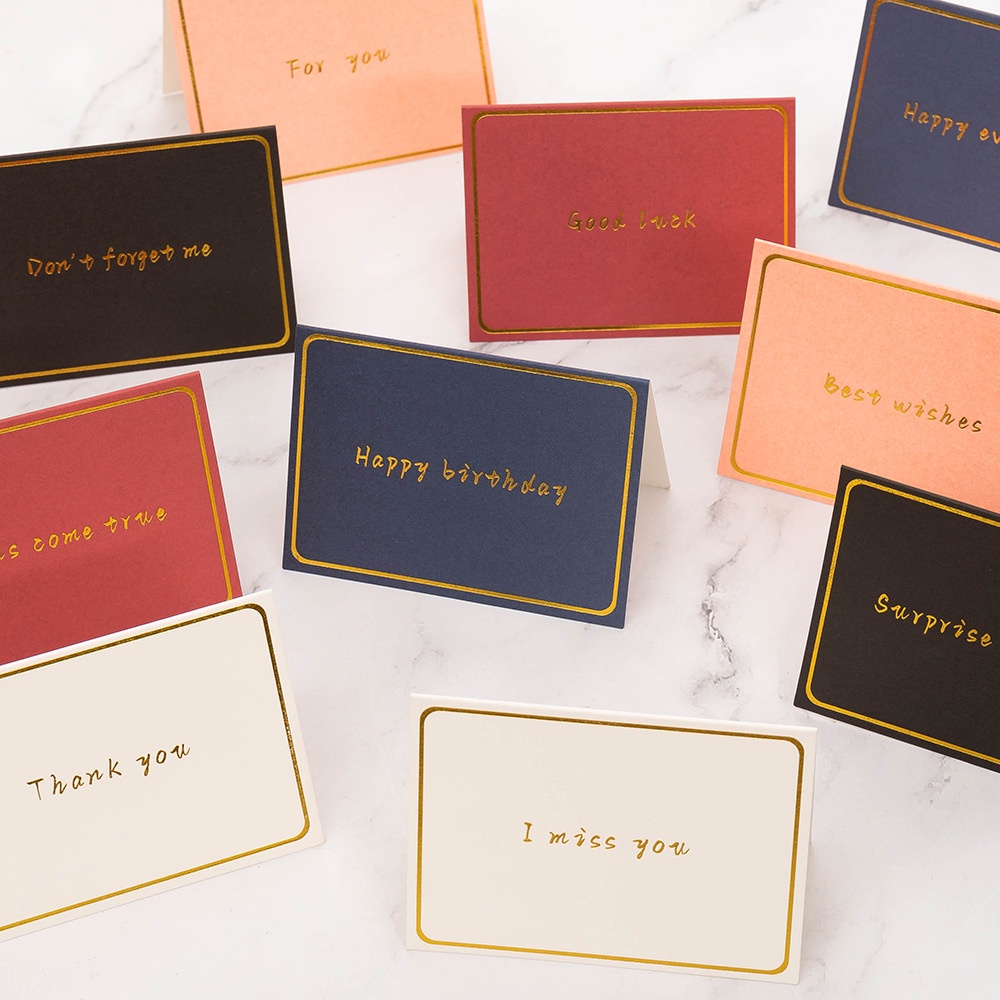 Foldable Gold Frame Greeting Card Wish Card Birthday Thank You Card Kad ...