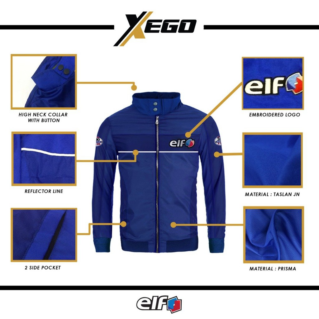 JAKET MAT MOTOR ELF BIRU BLUE LIMITED EDITION KONVOI WINDBREAKER ...