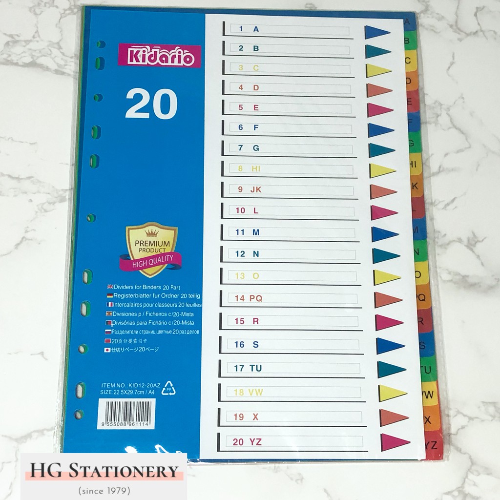 (5/10/12/20/31 Tabs) A4 Kidario Binder Dividers Index Paper with Tabs ...