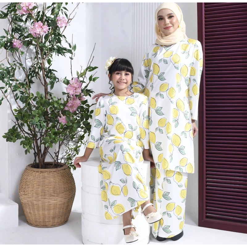 Baju kurung moden raya dewasa budak kanak-kanak perempuan 2022 - Lemon ...