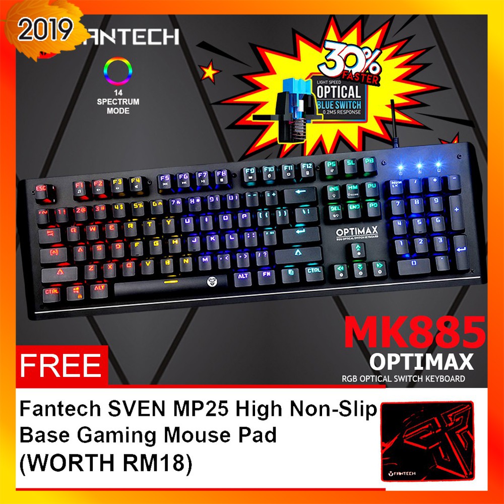 FANTECH MK885 OPTIMAX RGB Optical Blue Switch Mechanical Gaming ...