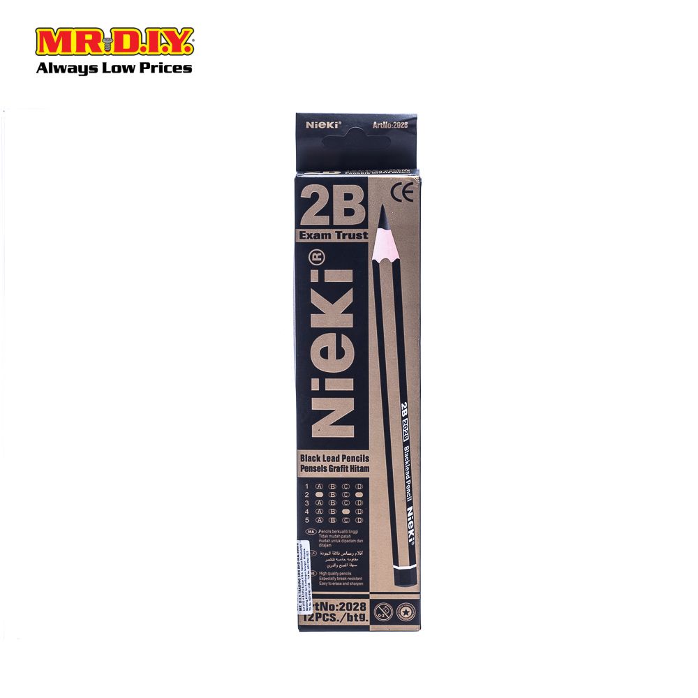 (MR.DIY) NIEKI 2B Exam Grade Graphite Pencils Set (12pcs) | Shopee Malaysia