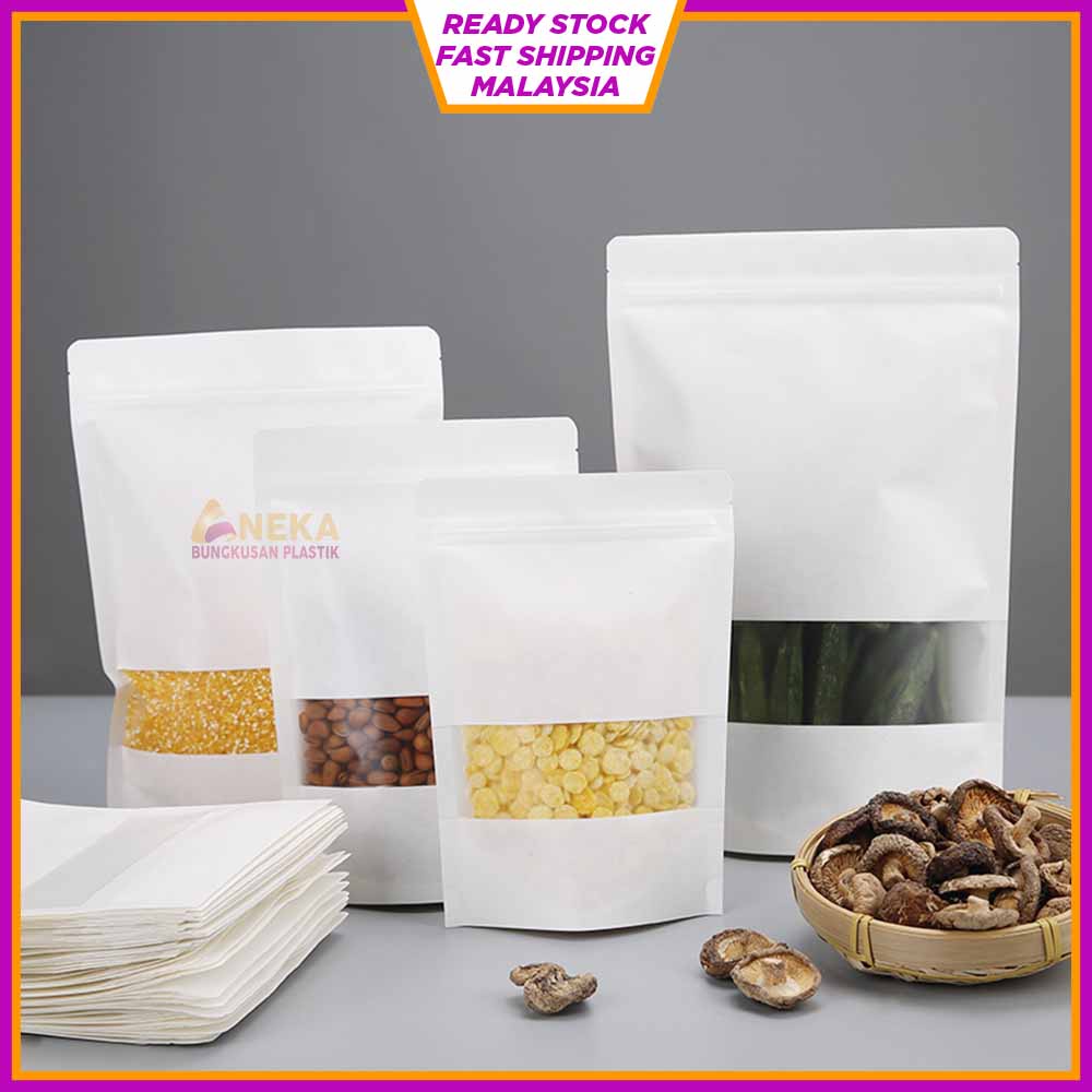 50pcs Black Matte Packaging For Food | Stand Pouch Kraft Paper Ziplock ...