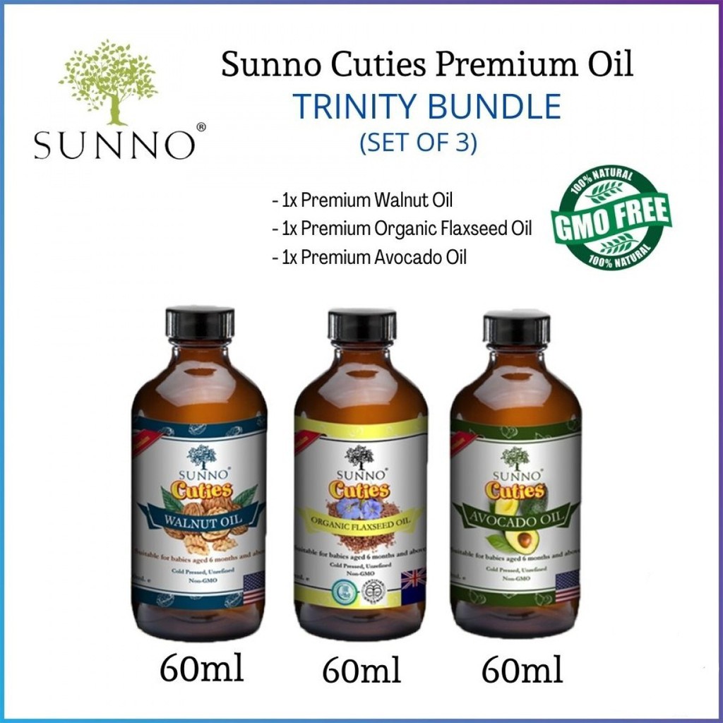 SUNNO CUTIES Trinity Bundle - Walnut, Avocado & Organic Flaxseed Oil ...
