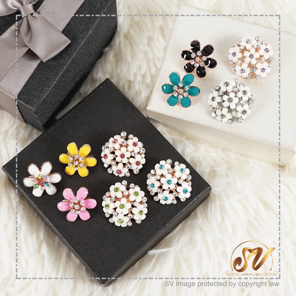 Kerongsang Baby Brooch Tudung Bentuk Bunga Set Kiri Kanan Single Pin ...