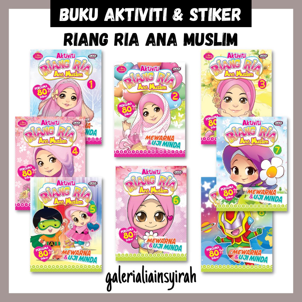 Buku Aktiviti Riang Ria ANA MUSLIM Buku Mewarna Sticker Uji Minda Kanak ...